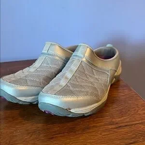 Easy Spirit | Shoes | Easy Spirit Metallic Gray Slipon Sneakers | Poshmark